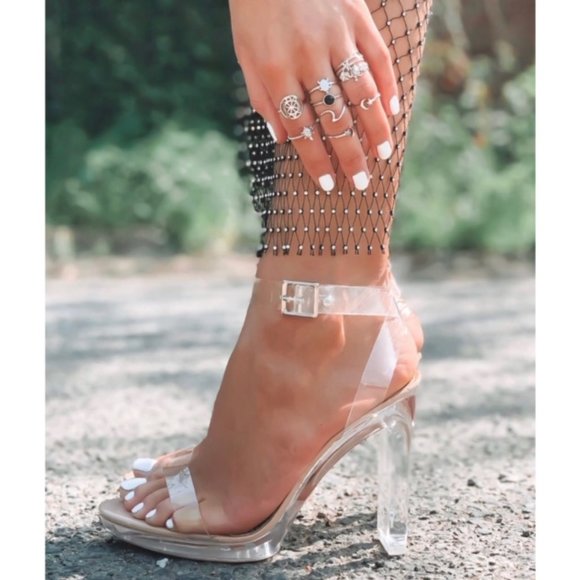 Shoes | Womens Clear Perspex Platform Sole Block Heel | Poshmark